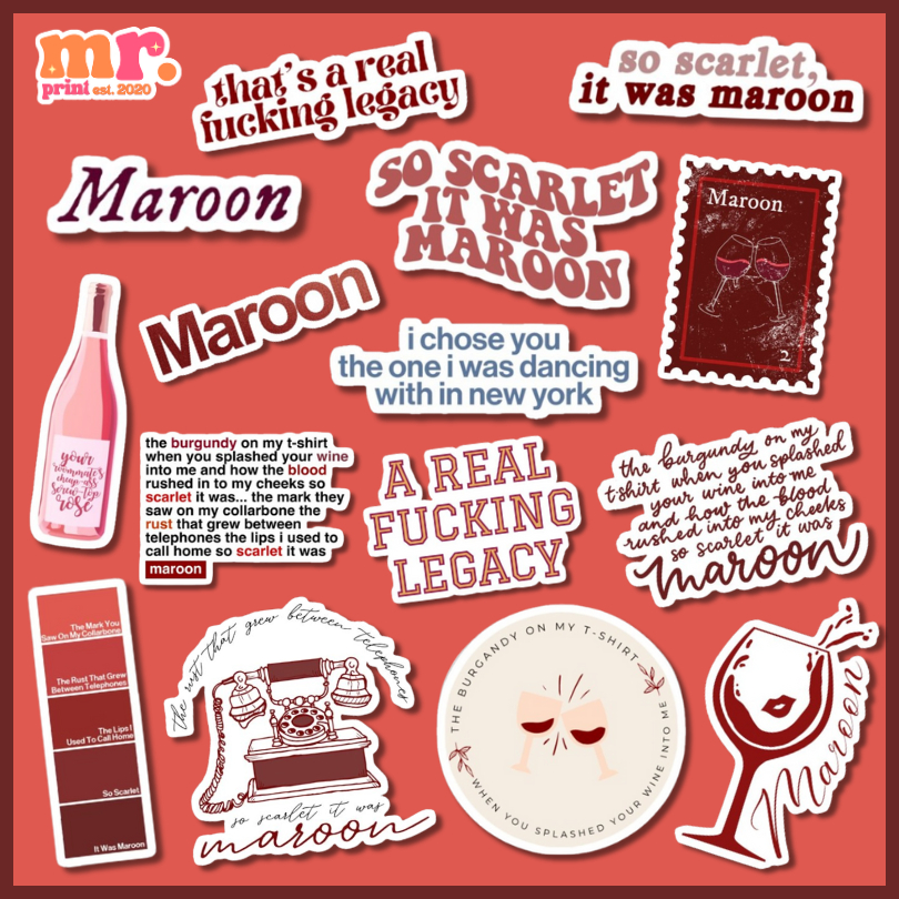 MAROON STICKERS TAYLOR SWIFT MIDNIGHTS WATERPROOF STICKER | Shopee ...