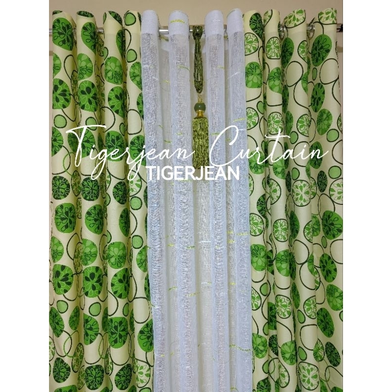SLAB LINEN CURTAIN 3IN1 ALTERA GREEN DESIGN | Shopee Philippines