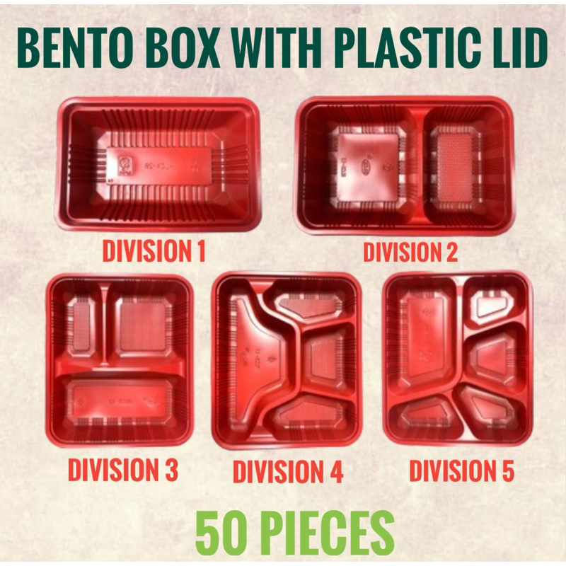 50pcs Red Bento Box Korean Bento with Plastic Lid | Shopee Philippines