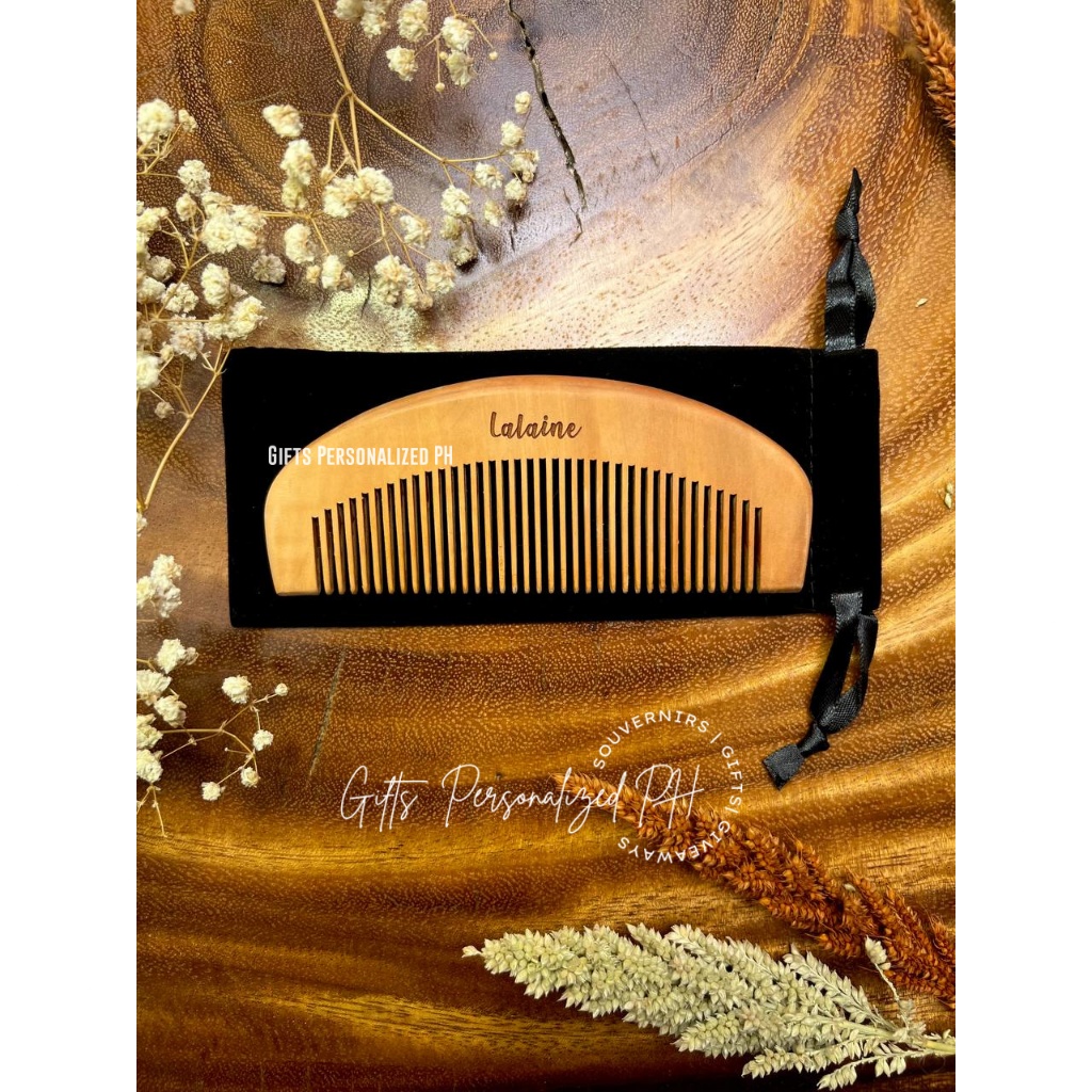 Personalized Wooden Hair Comb TINY SIZE (12.5cm L) | Velvet Pouch ...