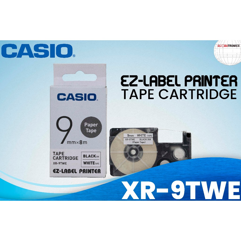 CASIO Label Tape Black Ink on White Color Tape 9mm | Shopee Philippines