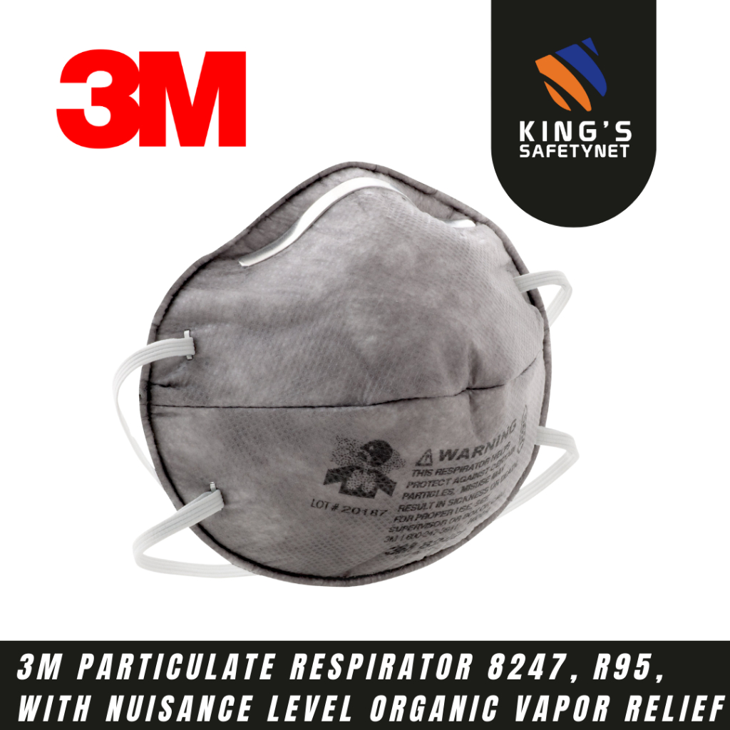 3M™ Particulate Respirator 8247, R95, with Nuisance Level Organic Vapor Relief | Shopee Philippines