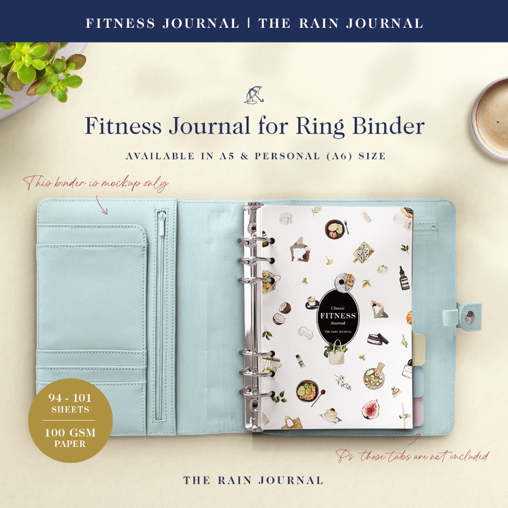 Fitness Journal / Fitness Planner - Binder Refill for A5 & A6 Binder ...