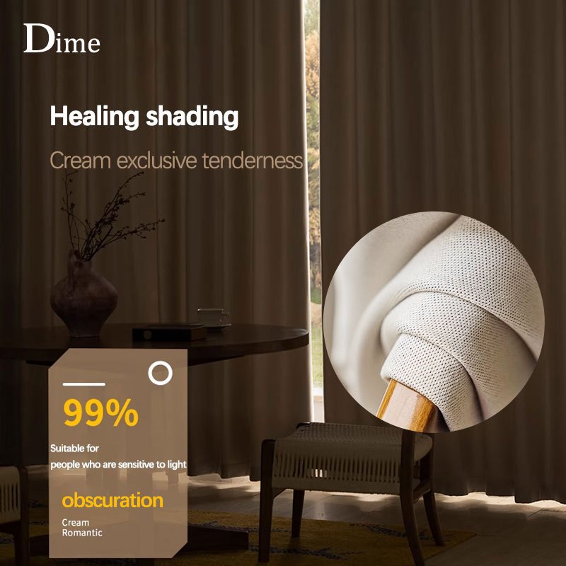 Dime Blackout High precision Beige Curtain With Rings For Living Room ...
