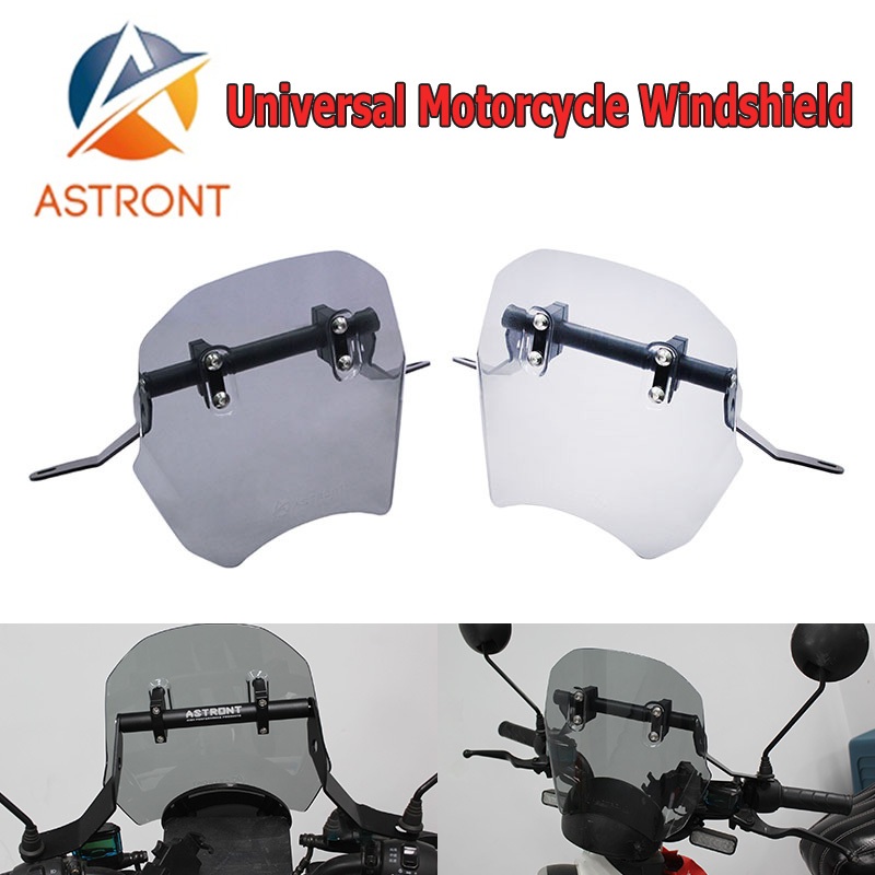 ASTRONT Motorcycle Front Windshield Thickened Clear/Smoke Visor With ...
