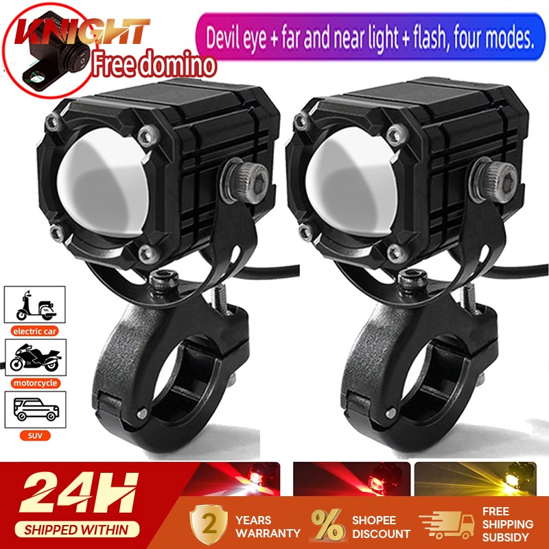 A pair Motorcycle Led Light with flash 4 modes Mini Driving light ...