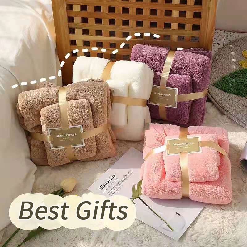 [Best gifts]2 in 1 Coral fleece bath towel and face towel Water ...
