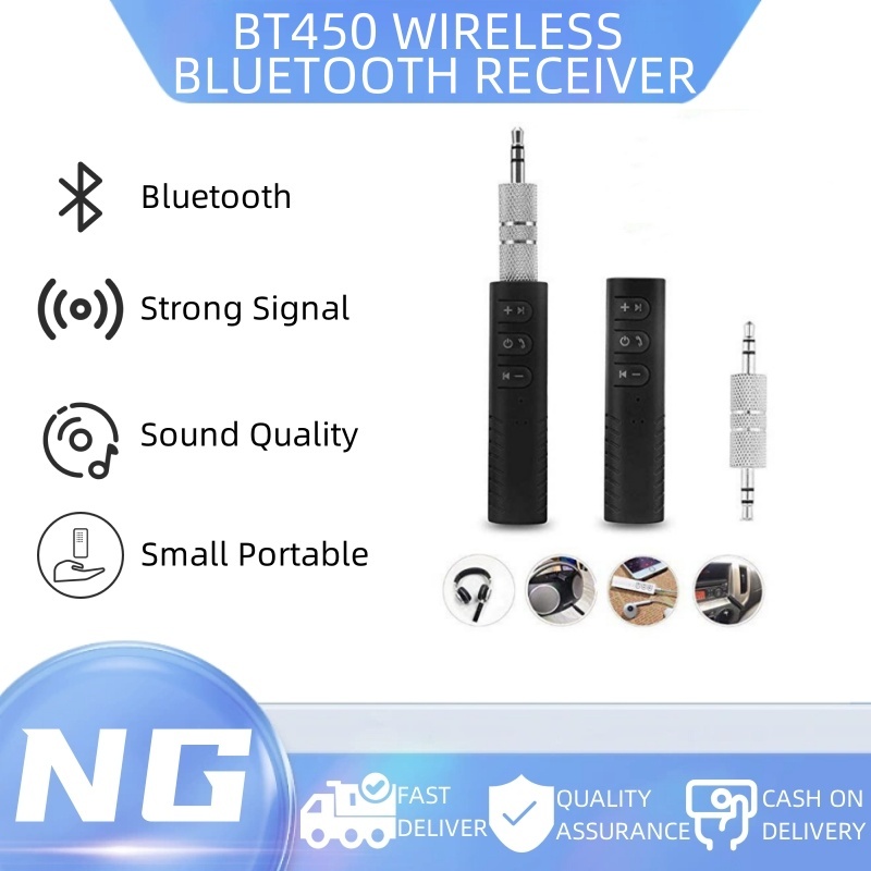 BT450 Bluetooth Receiver Car Adapter & Bluetooth Car Aux Adapter for Music Streaming Sound ...