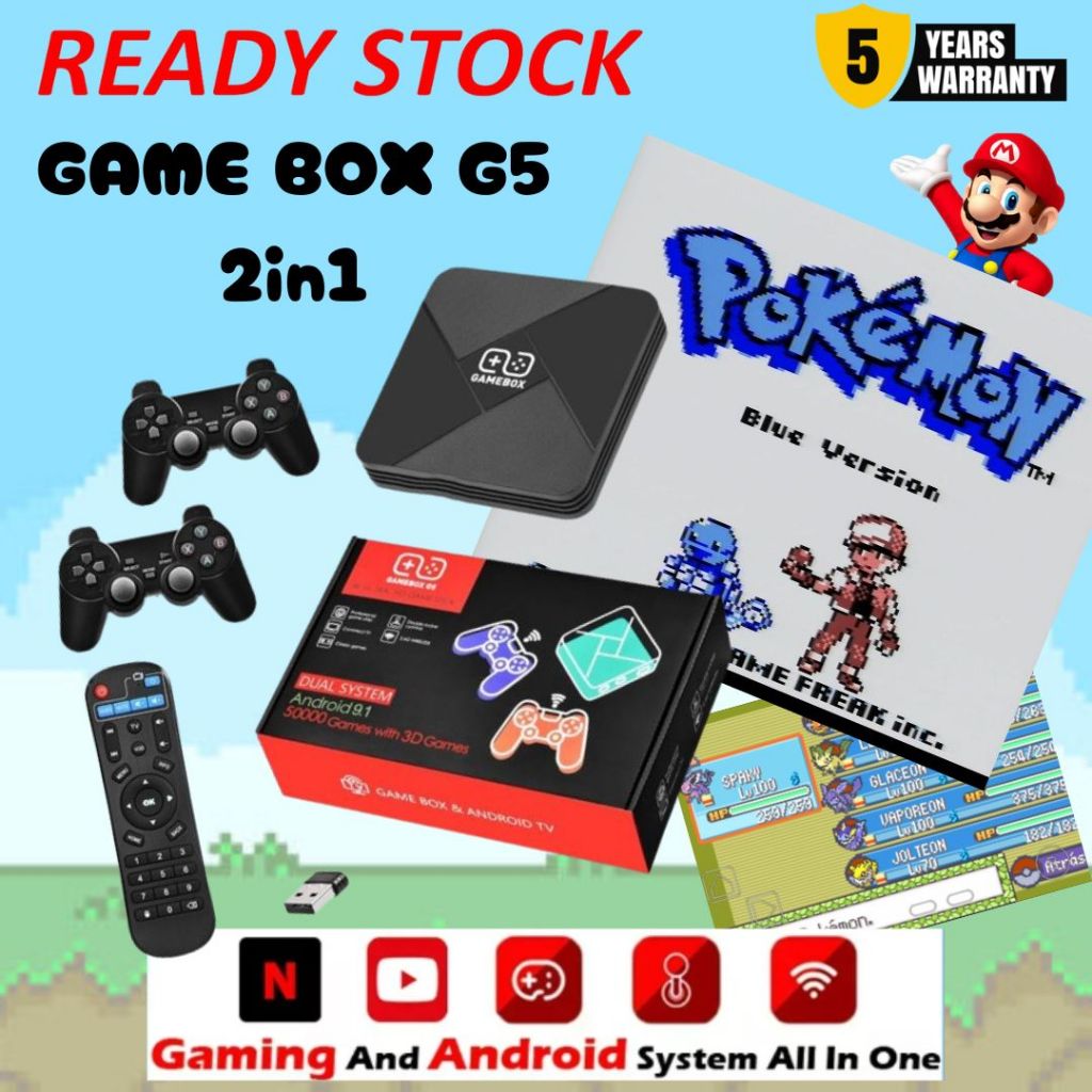 NEW Android GAME BOX G5 + TV 2in1 4K HD Game Console 40000 Retro ...