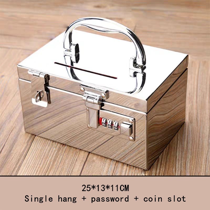 Stainless Steel Piggy Bank Cash Box Cash Box Cash Register Bill Box ...