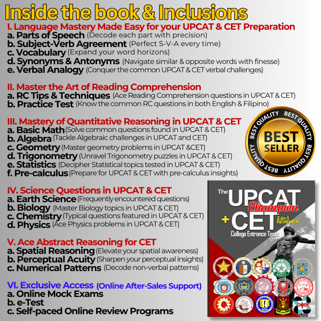 UPCAT, PUPCET, USTET, DCAT, ACET, PLMAT & CET Reviewer - The Ultimate 2 ...