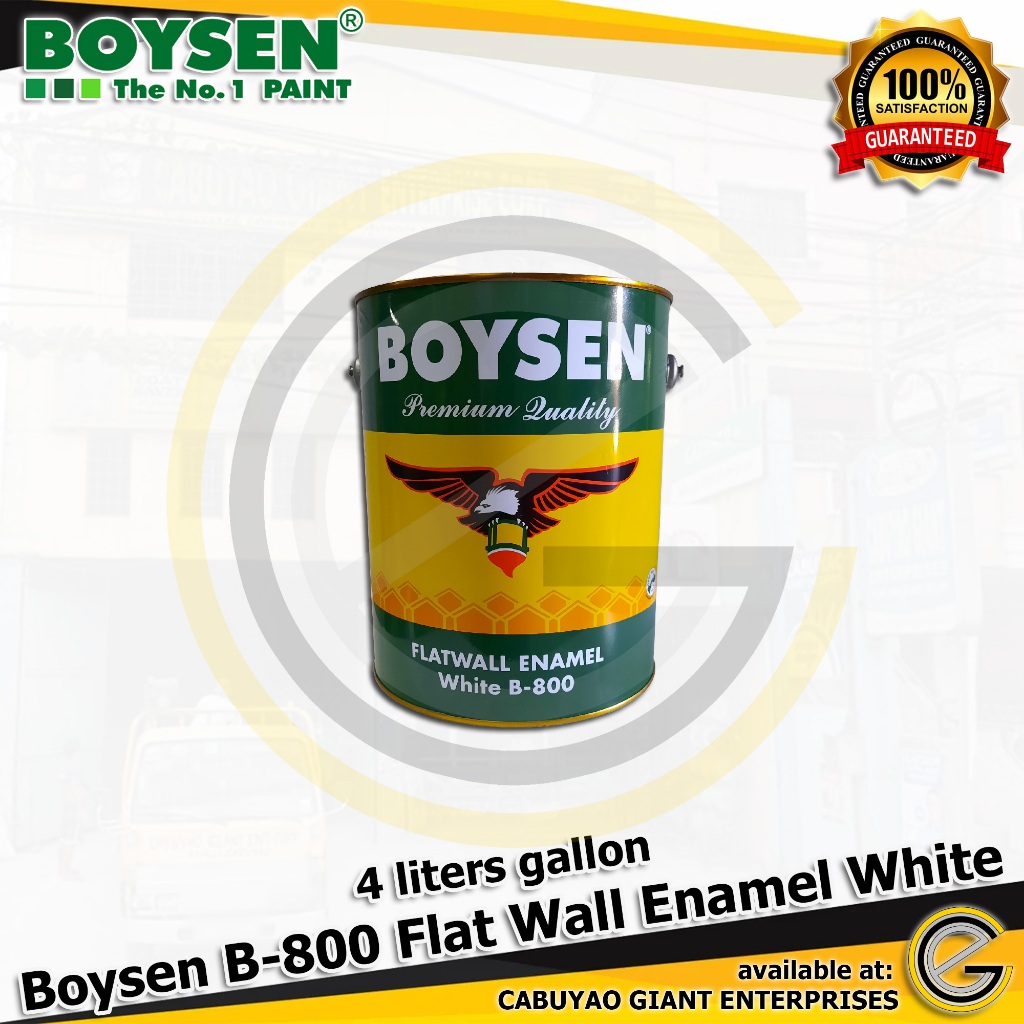 Boysen Premium Quality B-800 Flat Wall Enamel White Lead-free 4 liter ...