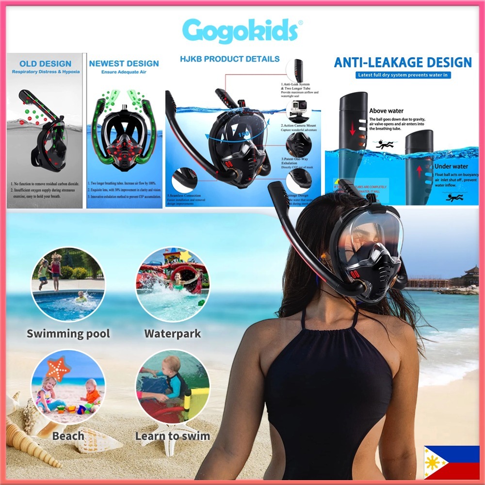 Diving Mask Full Dry Snorkel Mask Swimming Mask Adults Snorkeling Set ...