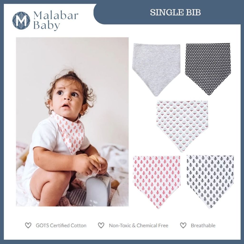 Malabar Baby Cotton Single Bib Bandana Hypoallergenic and Breathable ...