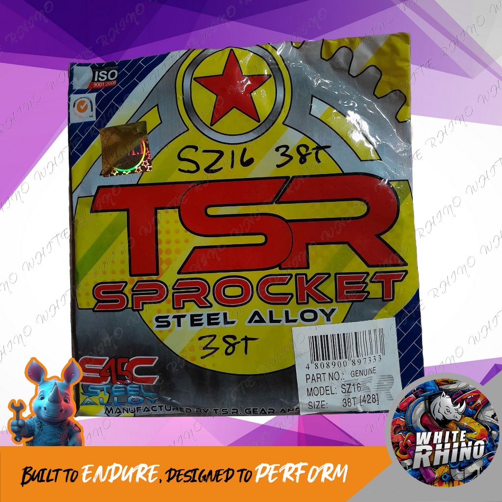 TSR SZ16 / SNIPER150 428 REAR SPROCKET BLACK GENUINE STEEL ALLOY 38T ...