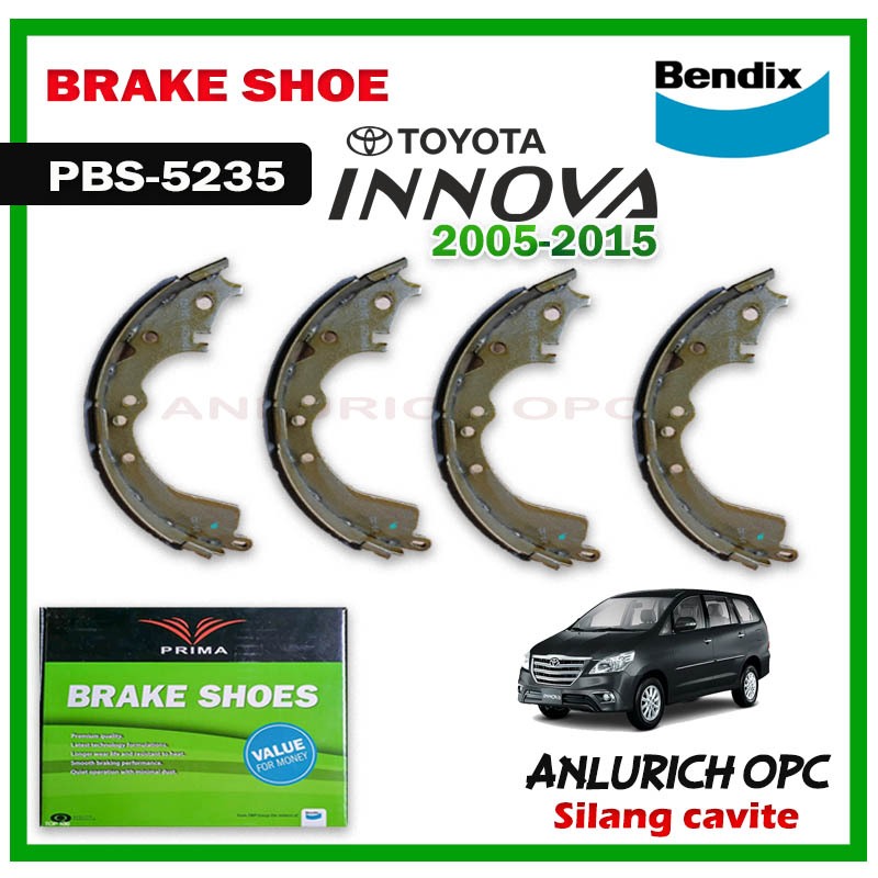 BRAKE SHOE FOR TOYOTA INNOVA 2005-2015 PRIMA BENDIX PART NO: PBS5235 ...