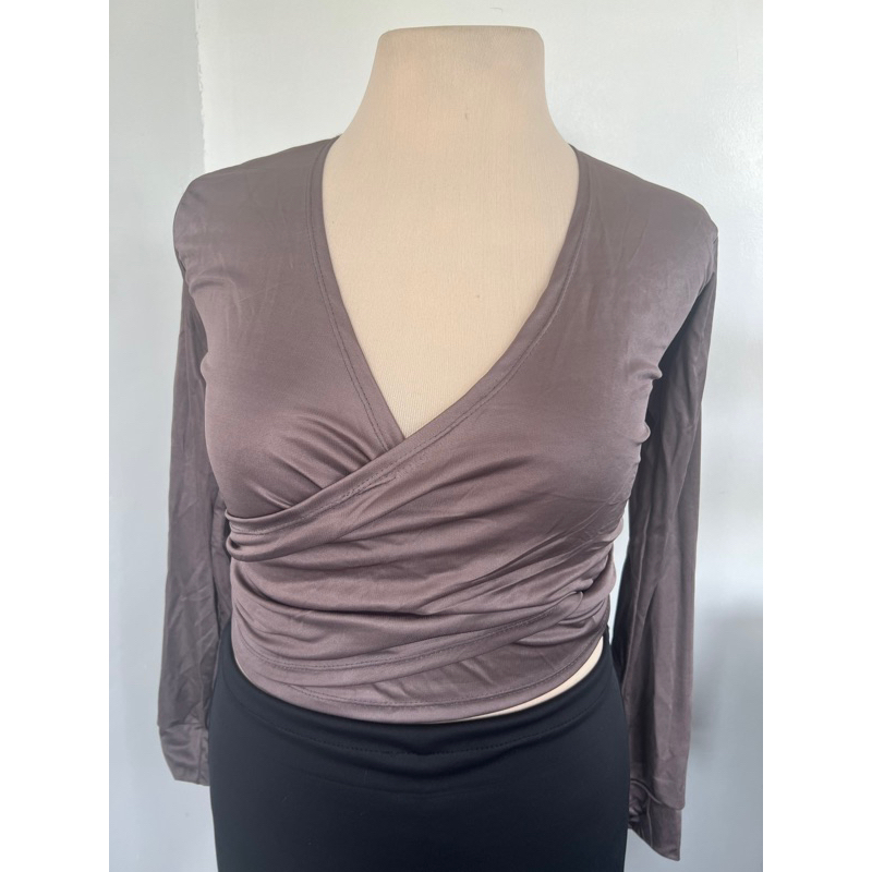 ELfille (Lara)- small to 3XL Overlap Longsleeves Wrap Around Blouse:Up ...