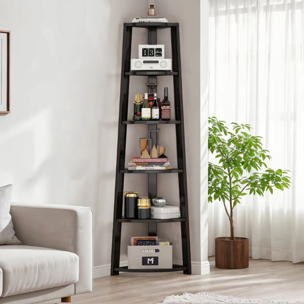 4/5/6 Layer Solid Wood Corner Book Shelf Flower Stand Storage Rack ...