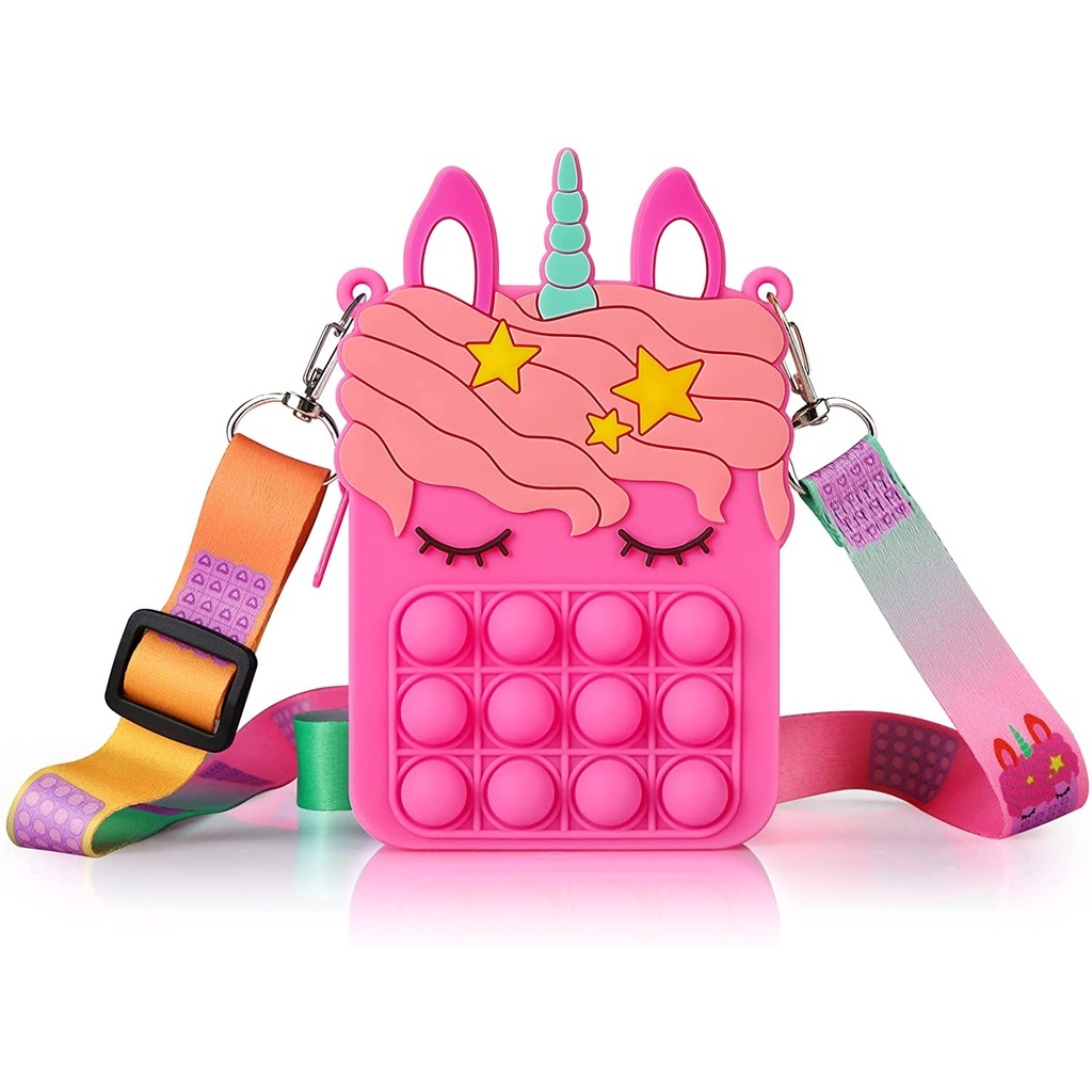 Timi Pop It Bag For Kids Girls Fidget Toy Unicorn Bag Children Coin ...