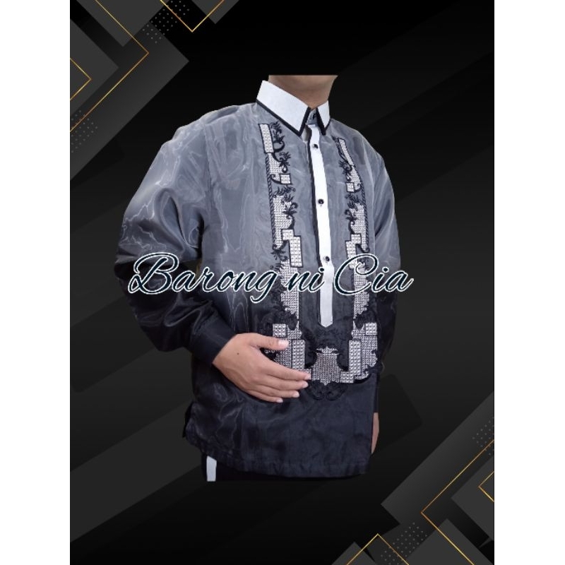 MONOCHROMATIC BLACK BARONG FOR MEN | Shopee Philippines