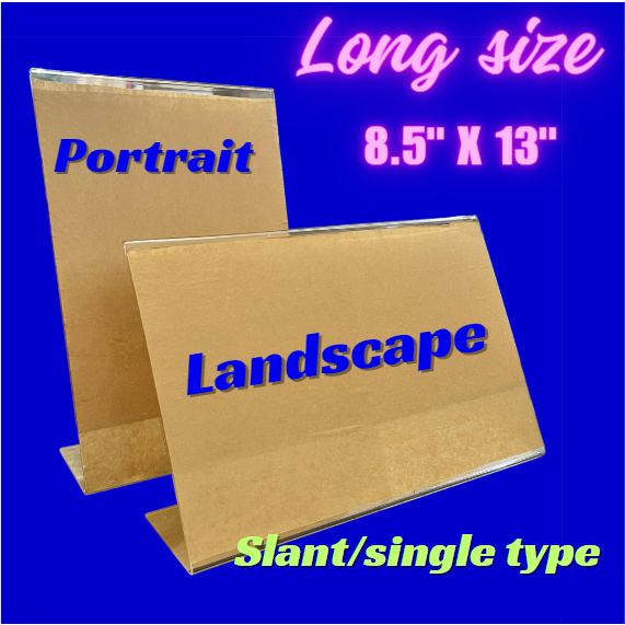 Clear Acrylic Stand Long Single Slant Type [8.5inx13in] Sign Photo ...