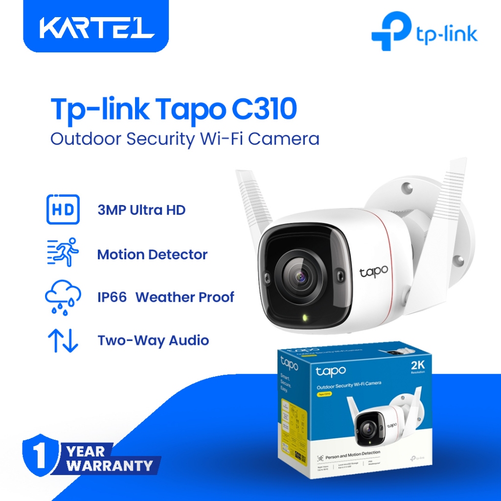 TP-LINK TAPO C310 3.0 Megapixel Wi-Fi Weatherproof 2-Way Audio Works ...