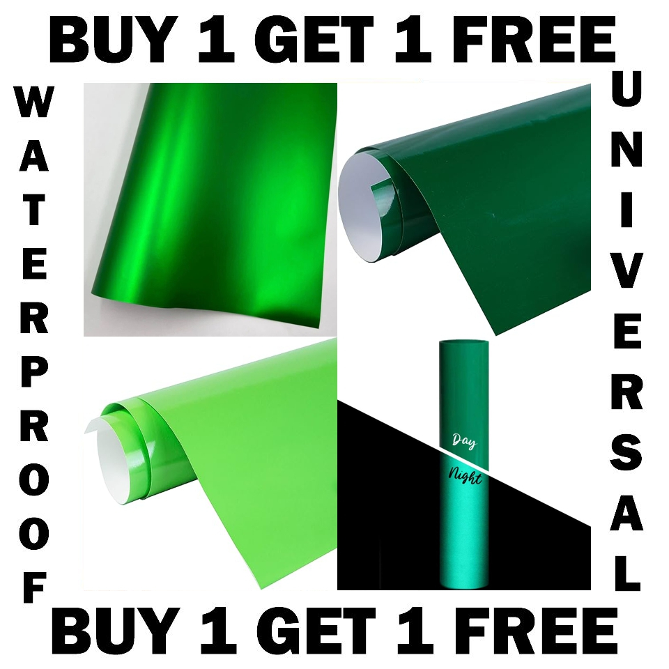 green sticker (buy 1 get 1 free) waterproof vinyl wrap decal glossy ...