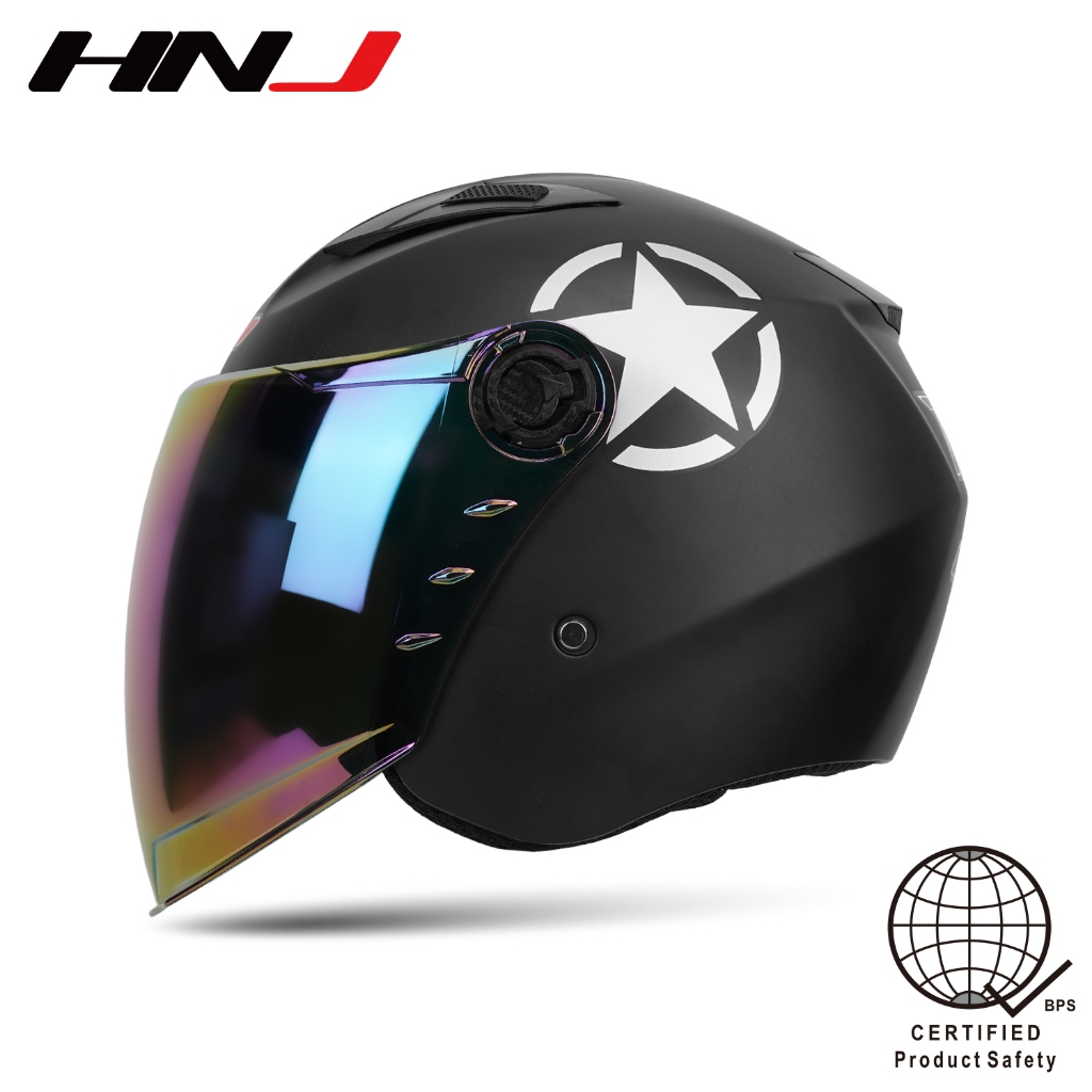 HNJ A4-001-H Unisex Tinted Visor Half Face Helmet For Motorcycle ...