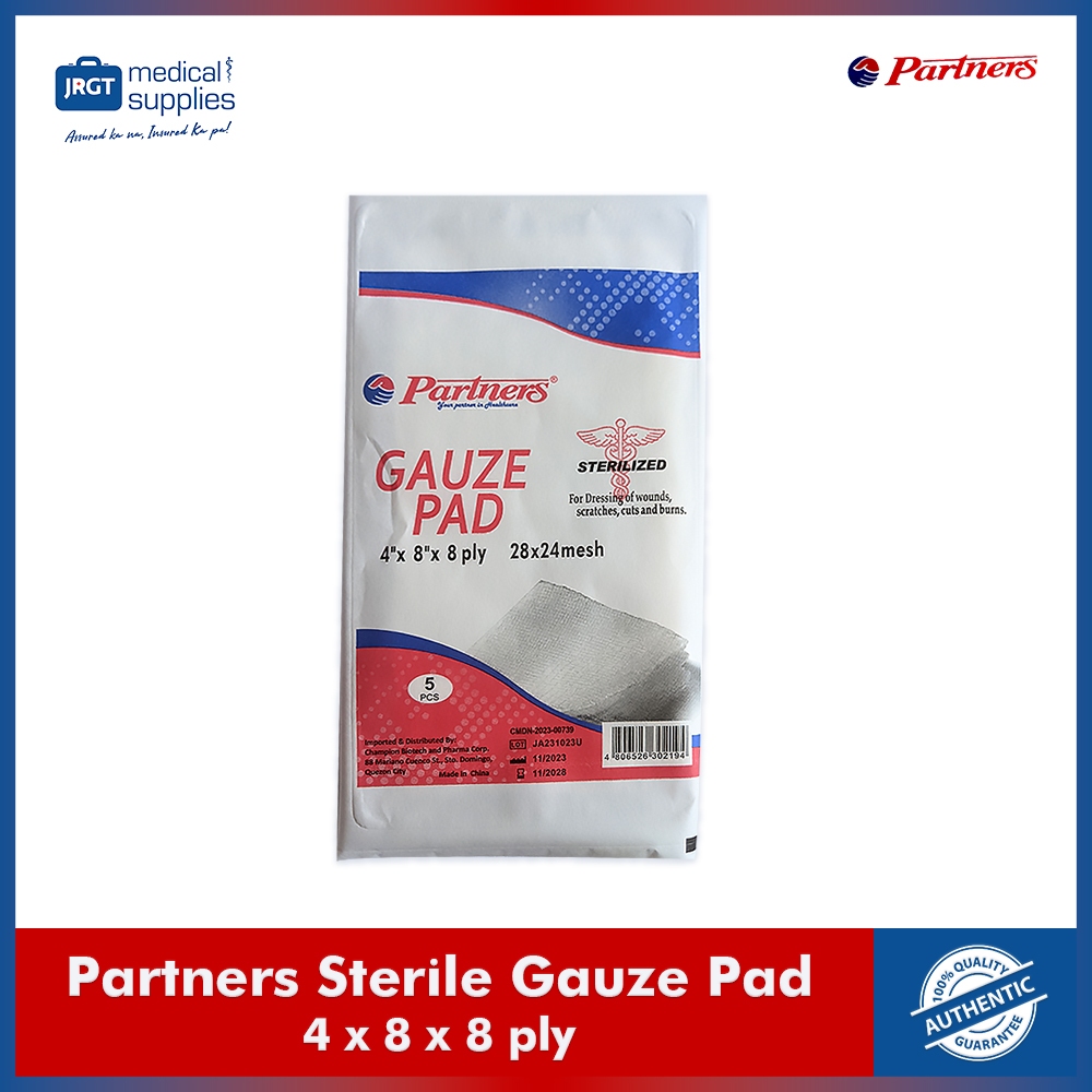 Partners Sterile Gauze Pad 4 x 8 x 8-Ply (1 PACK - 5pcs) | FDA Approved ...