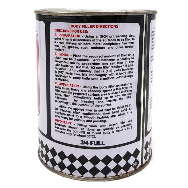 POLITUFF 4L with Hardener Polyester Body Filler Impact & Shock ...