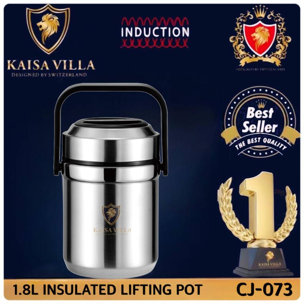 KAISA VILLA 1.8L Stainless Steel Insulated 3Layers Vacuum Heated Thermal Lunch Box/Lifting pot ...
