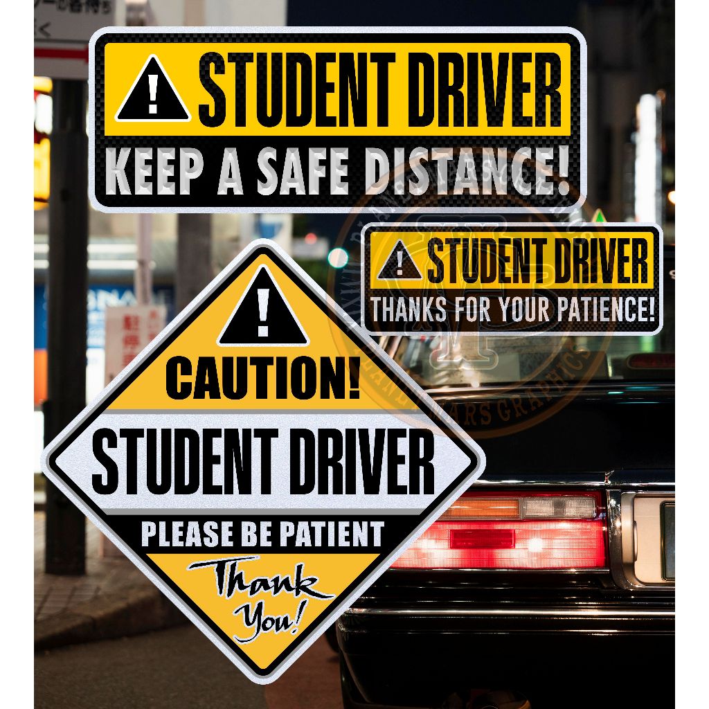 STUDENT DRIVER CAR STICKER SIGN Waterproof Reflective Vinyl Sticker ...