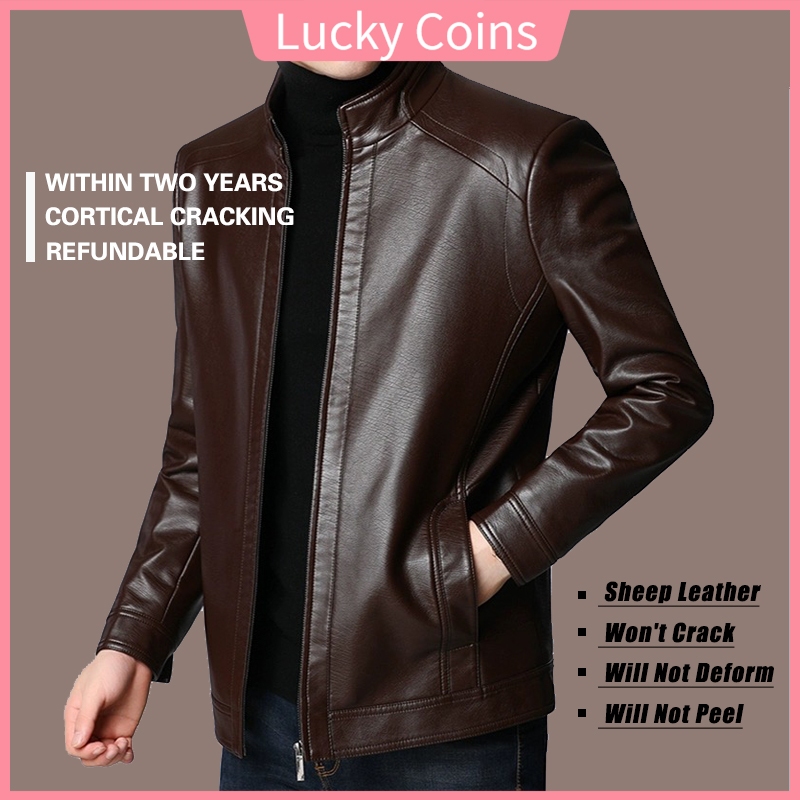 Autumn And Winter Men's Leather Jackets, Middle-aged And Elderly ...