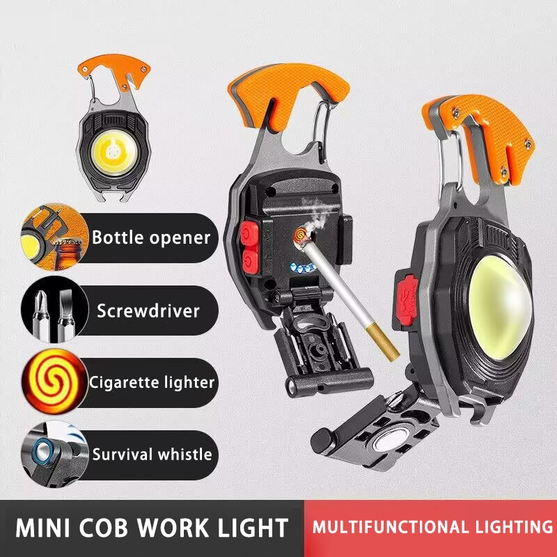 Multifunctional COB Mini Work Light Flashlight Keychain Light Emergency ...
