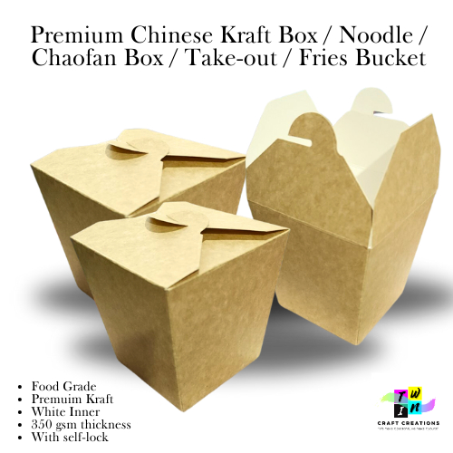10 pcs Kraft Chinese Take out box / noodle box / Fries Bucket / Chaofan ...