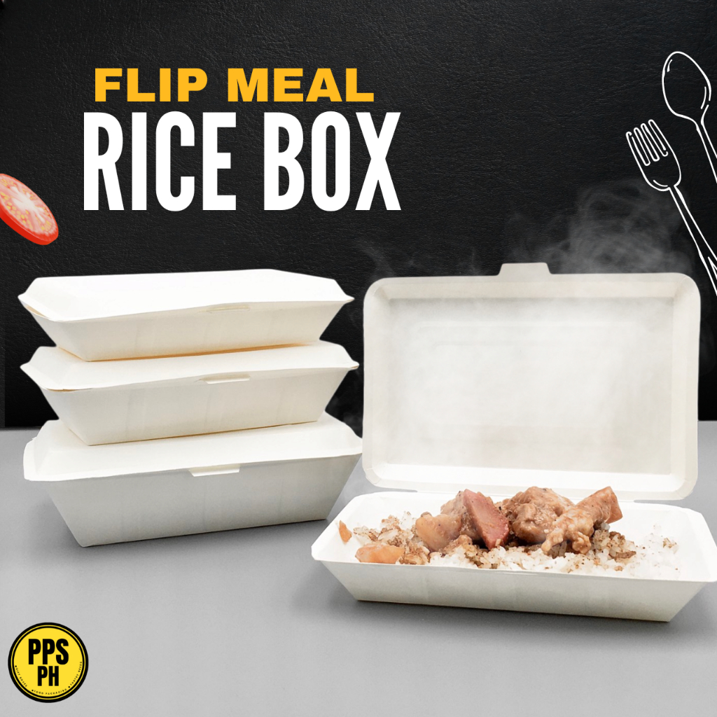 50pcs Flip Paper Meal Box Plain White Food Take Out Rice Spaghetti Lunch Box 280ml/400ml/550ml ...