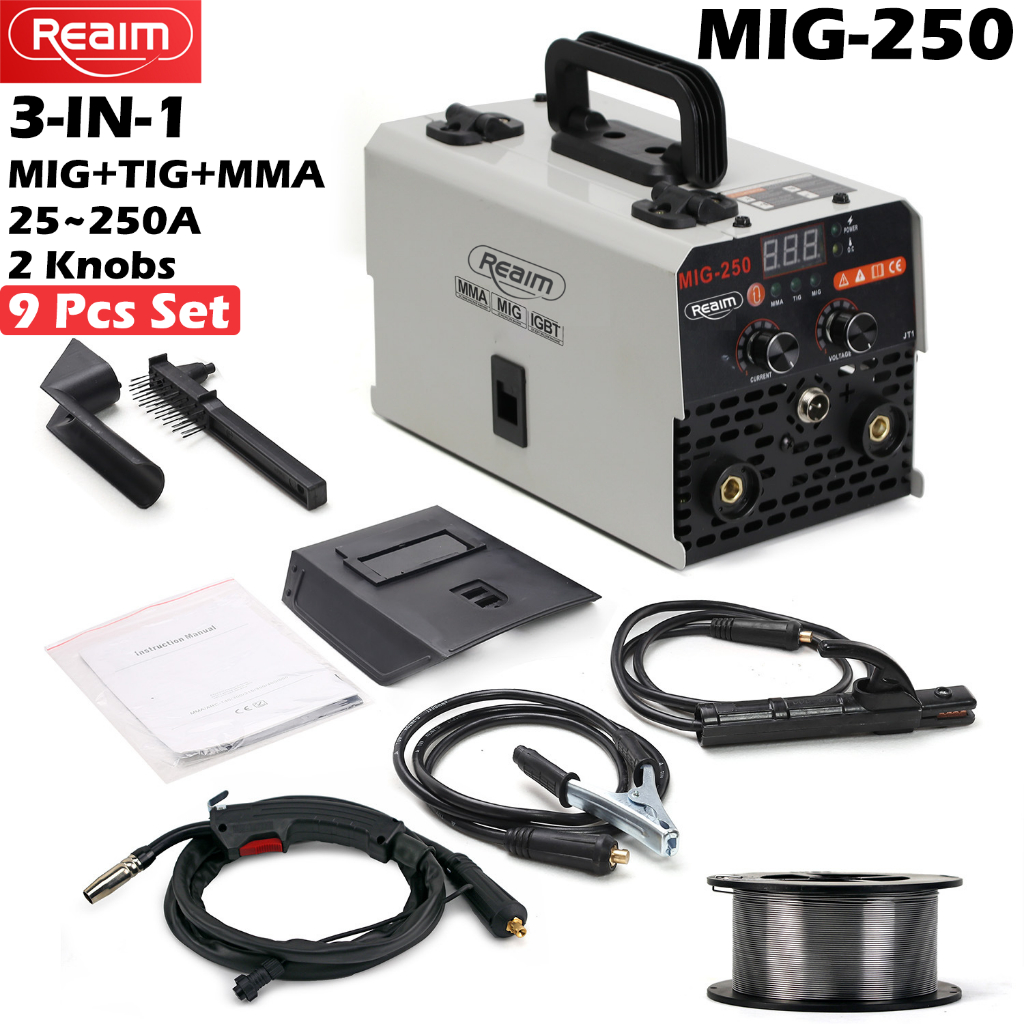 REAIM MIG-250 Welding Machine 3-in-1 250A Gasless Inverter IGBT ...