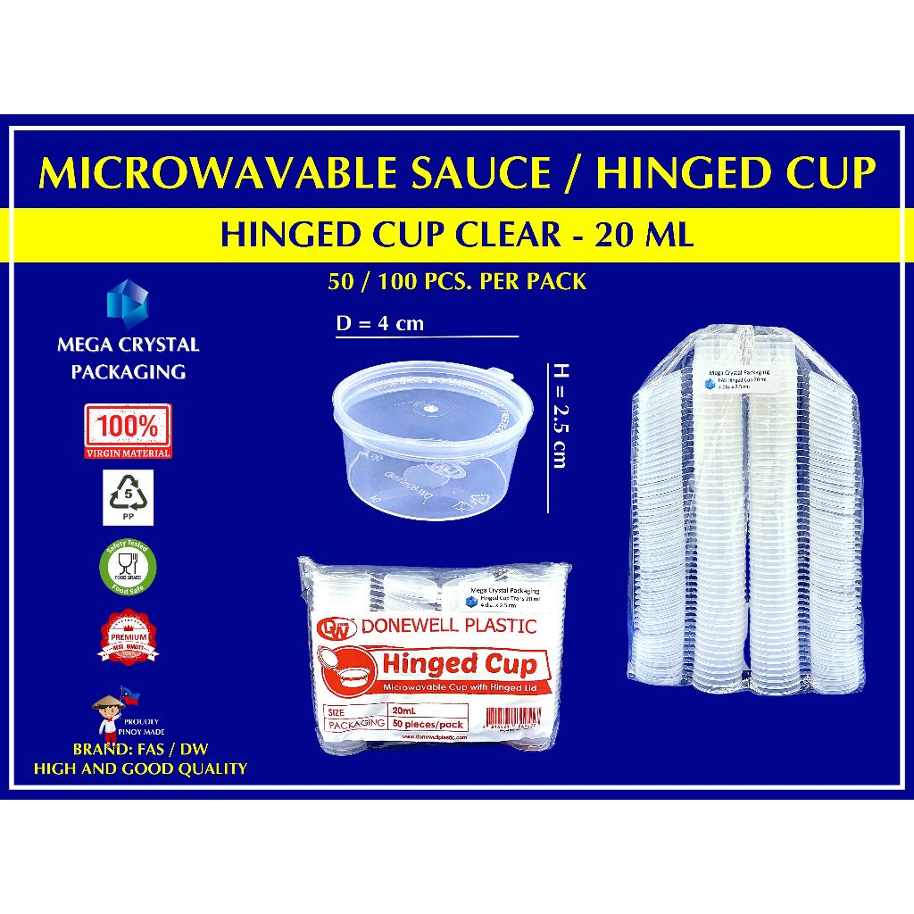 [ 50/100 Pcs ] Donewell / FAS Pack Microwavable Cup Hinged Cup / Sauce ...