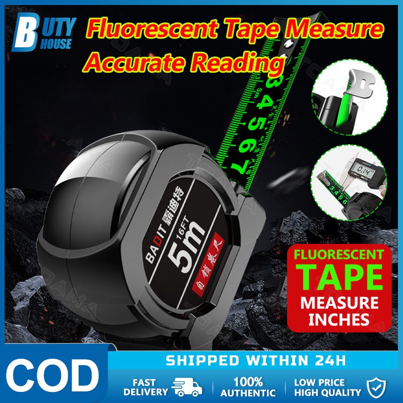 10M Steel Measuring Tape Levels Fluorescent Steel Tape Industrial Auto ...