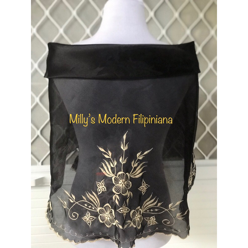 Modern Filipiniana lady shawl / balabal maria clara medium - 4xl ...