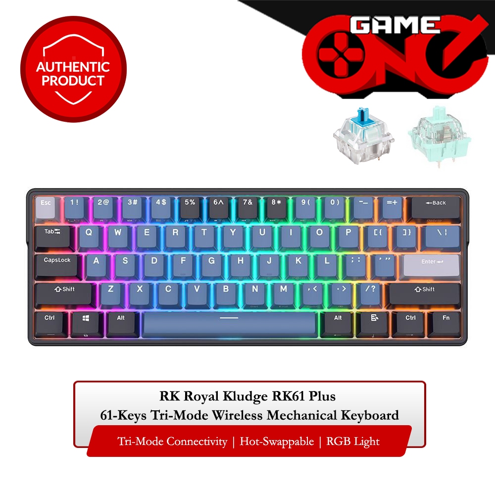 RK Royal Kludge RK61 Plus 61-Keys Tri-Mode Wireless Mechanical Keyboard - Indigo | Shopee ...