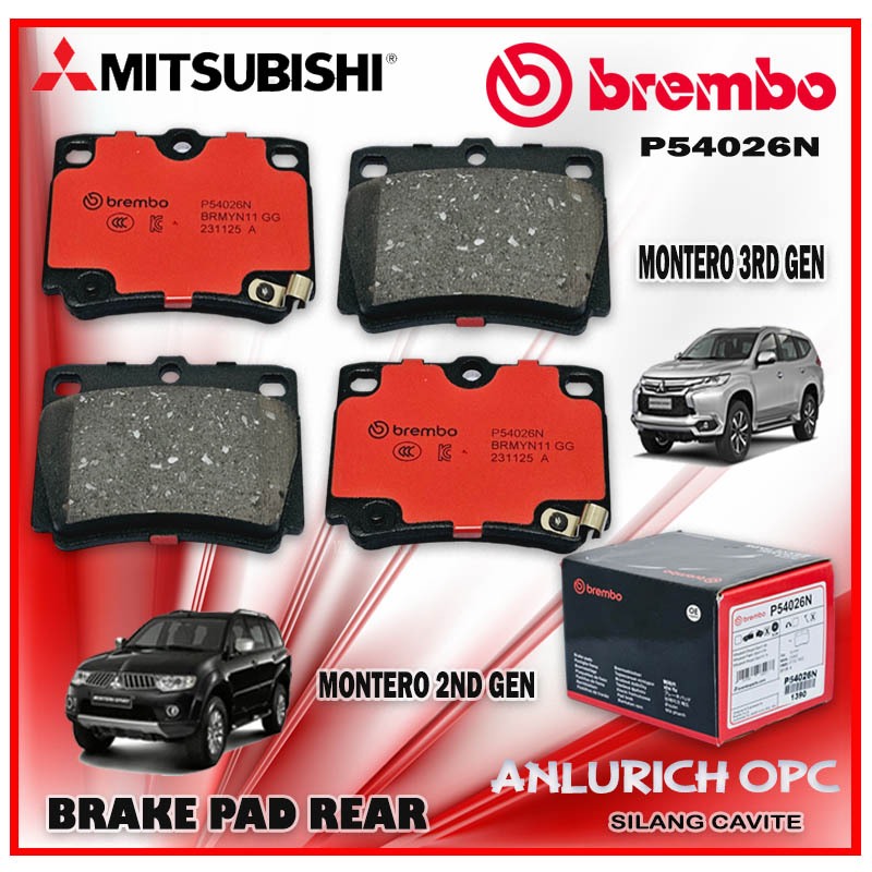 REAR BRAKE PADS MITSUBISHI MONTERO 2008-Present (4PCS 1SET) Brembo ...