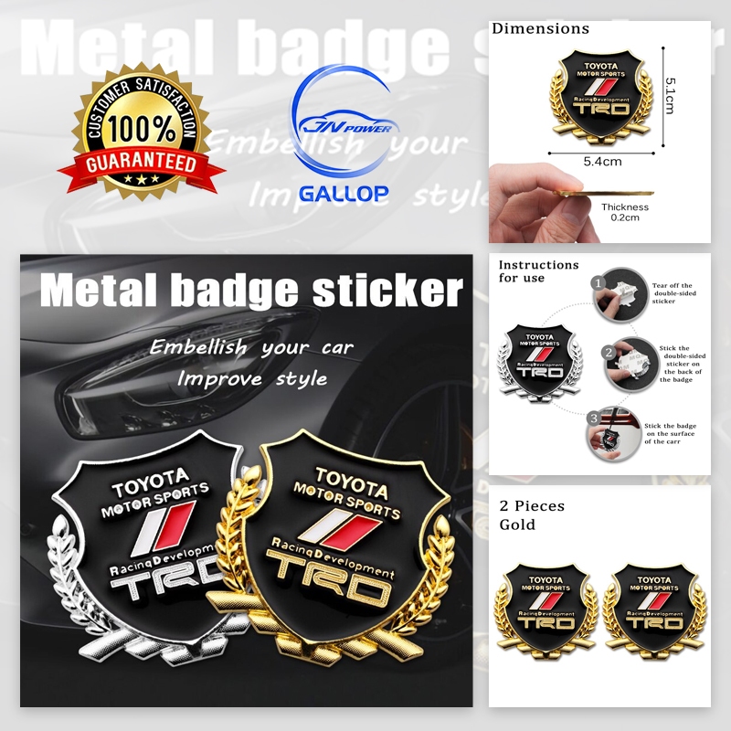 JN-Car stickers Accessories2pcs Car Styling 3D Metal Sticker Toyota TRD ...