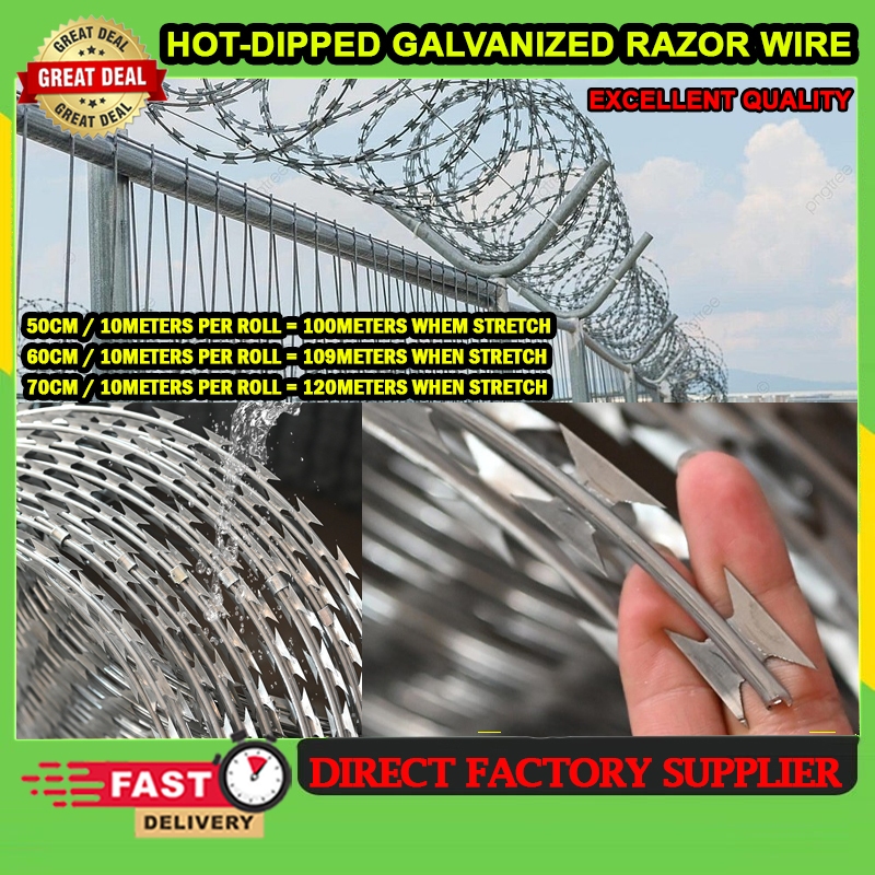 Hot-dipped Galvanized Sharp Razor Wire Anti-Climb Anti-Theft Security ...