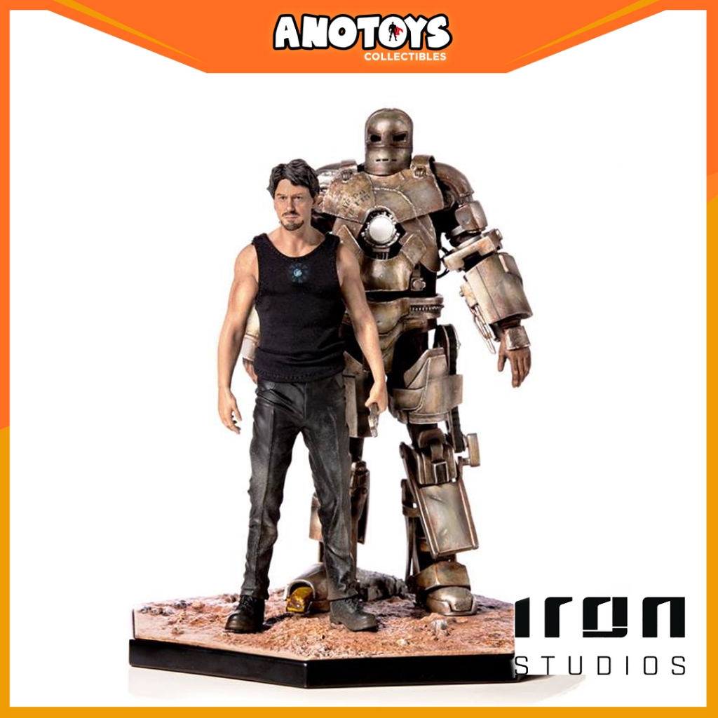 IRON STUDIOS MARVEL IRON MAN MARK I - MARK 1 & TONY STARK STATUE 1/10 ...