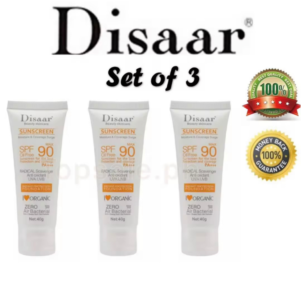 ( Set of 3 ) Disaar Facial Sunscreen Cream SPF 90 PA+ Moisturizing Skin Protect Sunblock ...