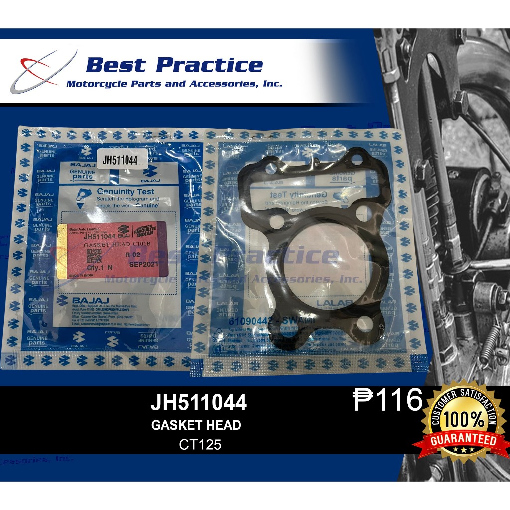 Bajaj CYLINDER HEAD Gasket CT125 Genuine JH511044 | Shopee Philippines