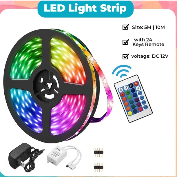 Led Strip Light RGB with 24 Keys Remote and Control Box Christmas Light ...