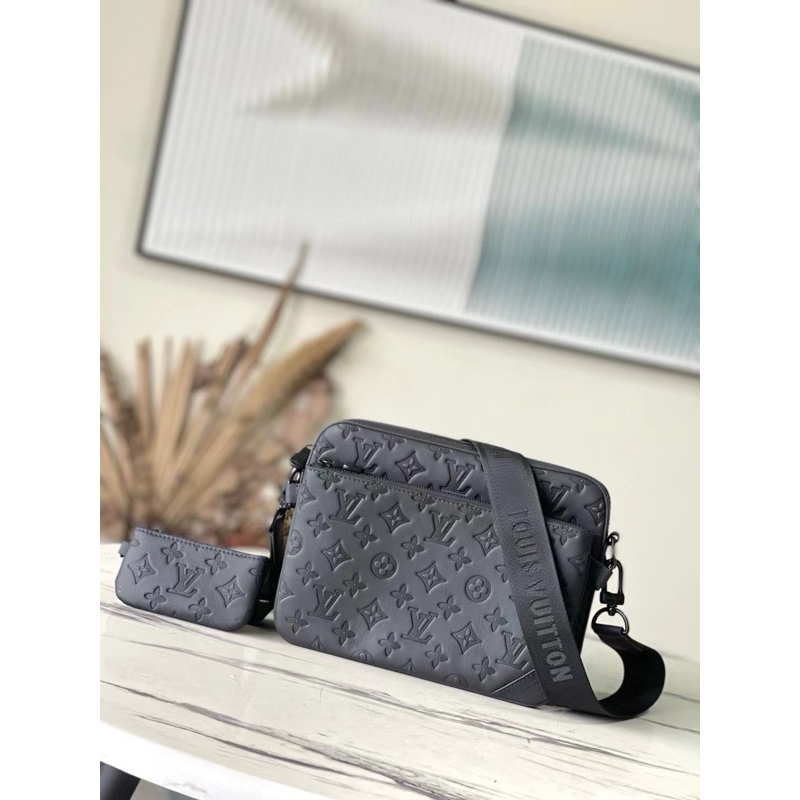 Authentic Grade | Trio Messenger Monogram Shadow Embossed Calfskin ...