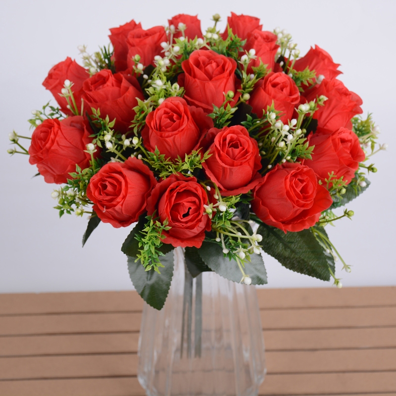 18pcs/lot Artificial Roses Flower with Stem Fake Roses with Long Stem ...